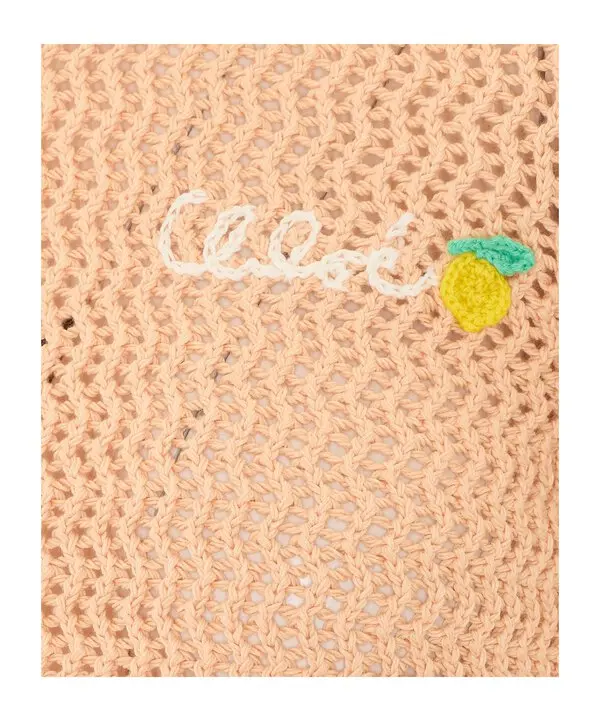 Chloé Logo Detailed Open-knit Top - Bleached Orange