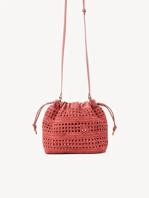 Chloé Logo-embroidered Raffia Shoulder Bag