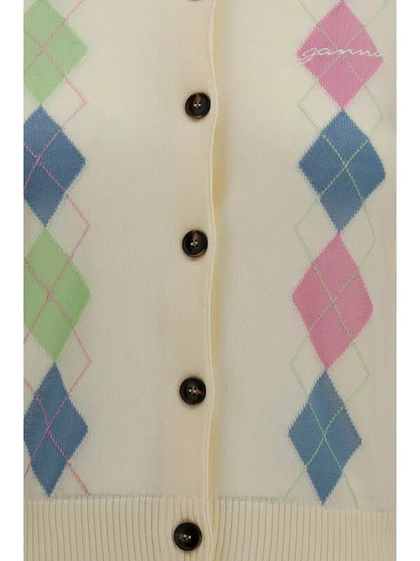 GANNI Diamond Pattern Cardigan