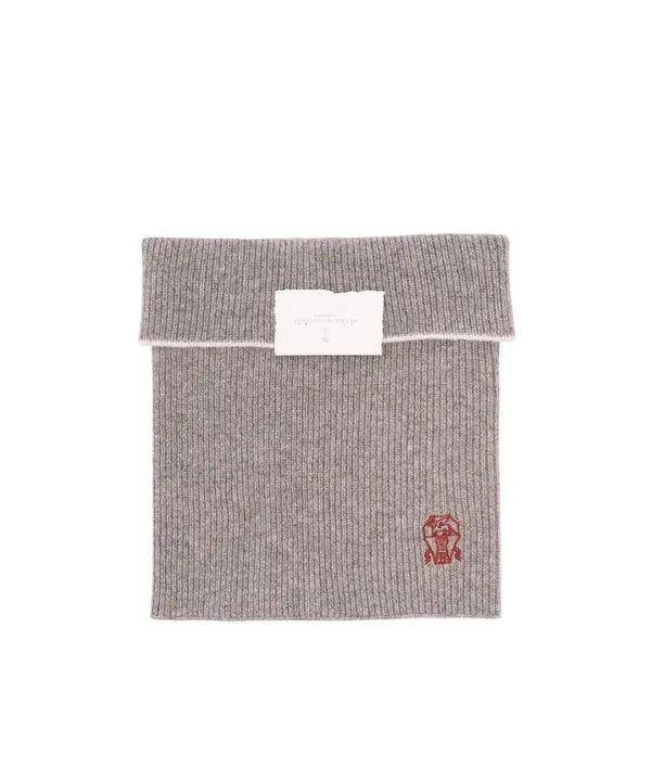Brunello Cucinelli Ribbed Knit Scarf - Gray