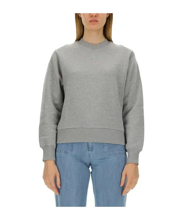 A.p.c. Logo Printed Crewneck Sweatshirt - Gray