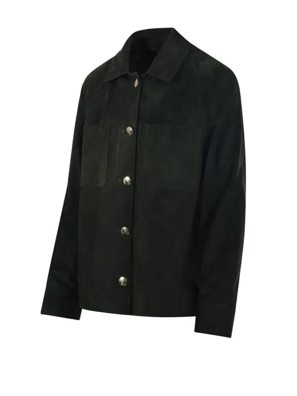 Max Mara S Abisso" Leather Shirt Jacket - Green