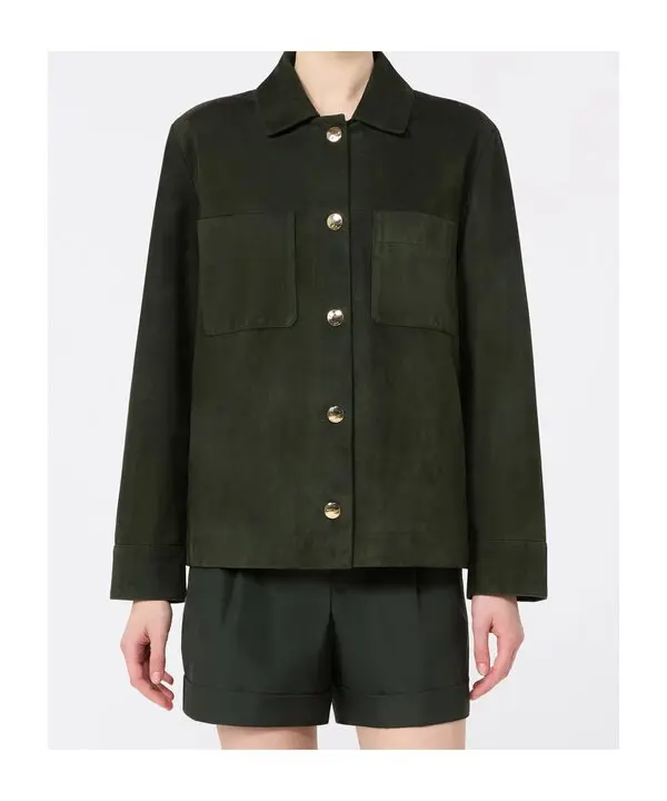 Max Mara S Abisso" Leather Shirt Jacket - Green