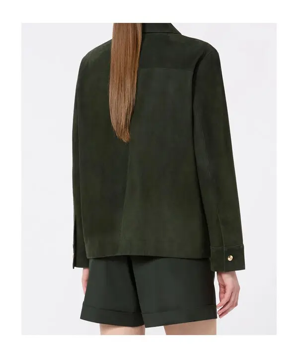 Max Mara S Abisso" Leather Shirt Jacket - Green