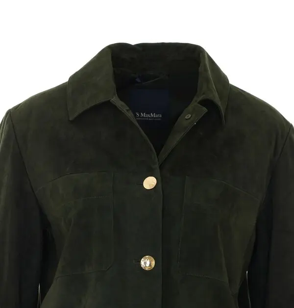 Max Mara S Abisso" Leather Shirt Jacket - Green