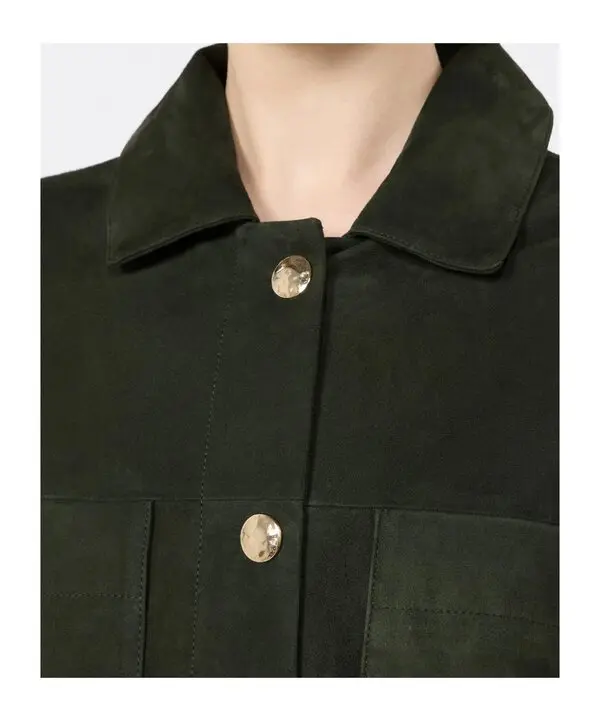 Max Mara S Abisso" Leather Shirt Jacket - Green