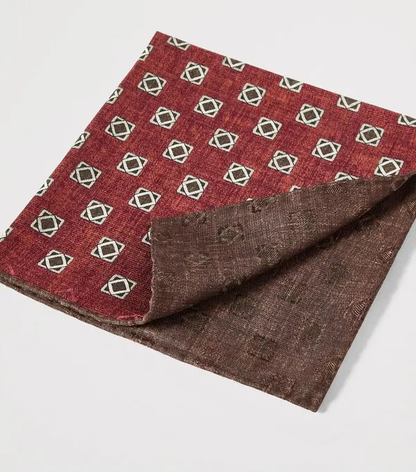 Brunello Cucinelli Silk Geometric Square Scarf - Orange