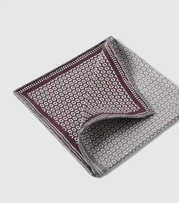Brunello Cucinelli Silk Patterned Pocket Square - Grey