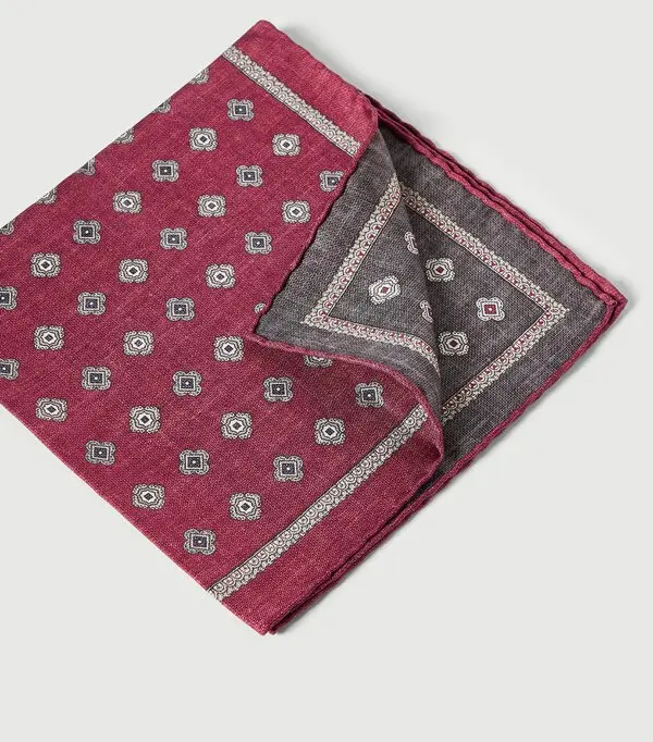 Brunello Cucinelli Silk Medallion Pocket Square - Red