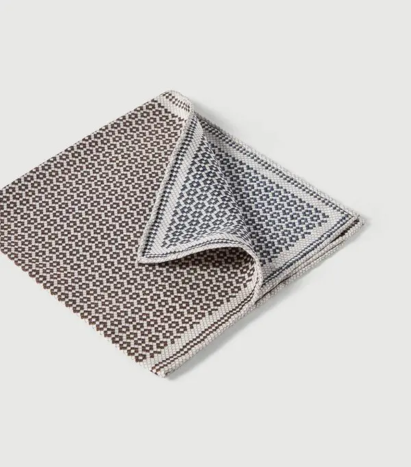 Brunello Cucinelli Silk Tile-pattern Pocket Square - Brown