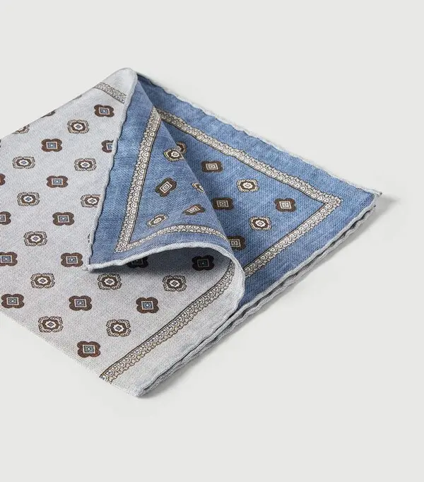 Brunello Cucinelli Silk Medallion Pocket Square