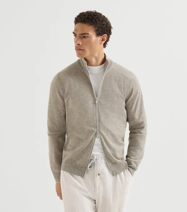 Brunello Cucinelli Cashmere Zip-up Cardigan - Grey