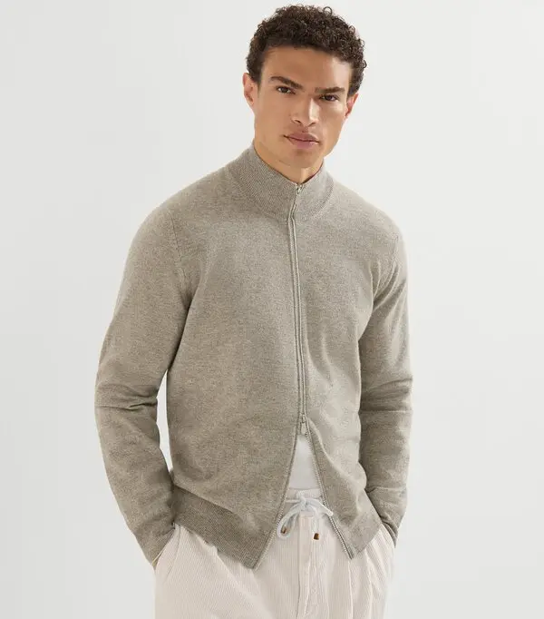 Brunello Cucinelli Cashmere Zip-up Cardigan - Grey