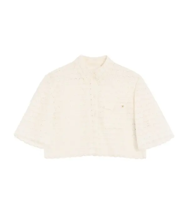 Valentino Garavani Cropped Broderie Anglaise Shirt - Ivory
