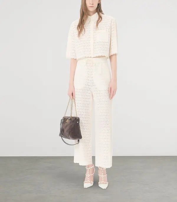 Valentino Garavani Cropped Broderie Anglaise Shirt - Ivory