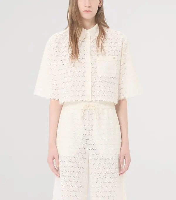 Valentino Garavani Cropped Broderie Anglaise Shirt - Ivory