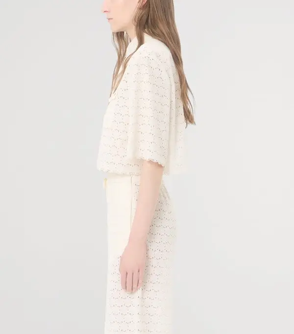 Valentino Garavani Cropped Broderie Anglaise Shirt - Ivory