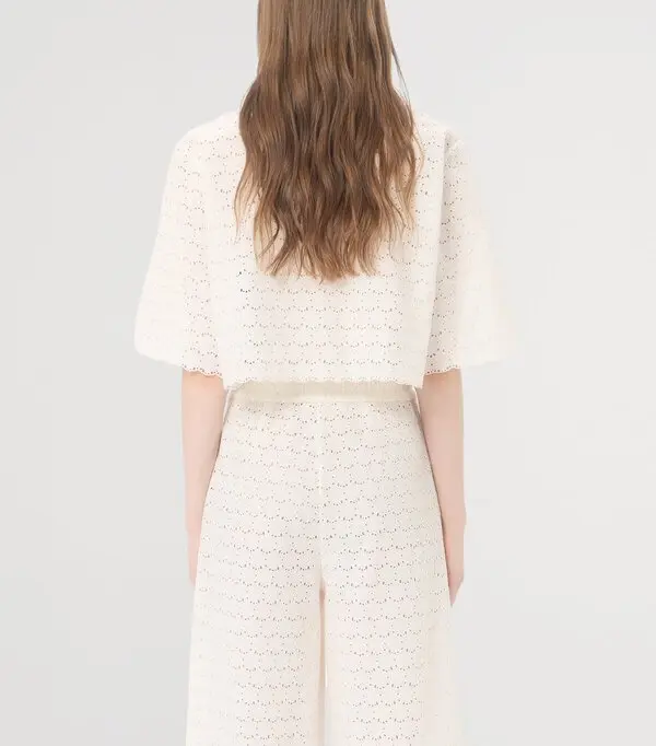Valentino Garavani Cropped Broderie Anglaise Shirt - Ivory