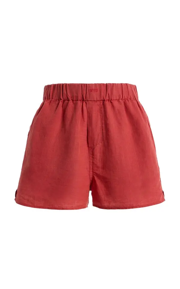WITH NOTHING UNDERNEATH The Boxer Linen Shorts - Red