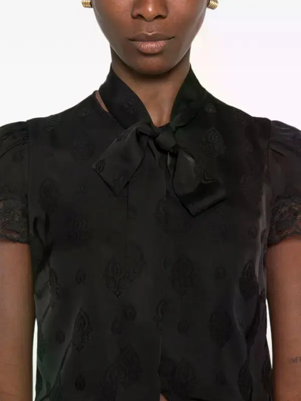 Sandro Lace-trimmed Paisley Jacquard Shirt
