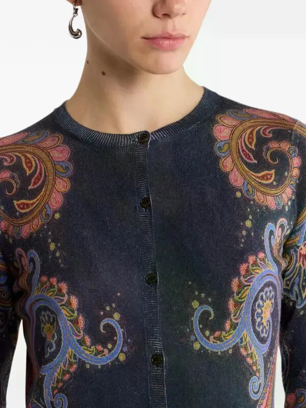 Etro Silk And Cashmere Paisley Print Cardigan