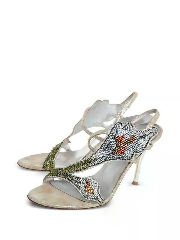 LORIBLU 85mm Crystal-embellished Floral Sandals