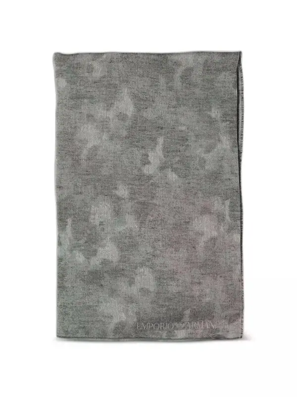 Emporio Armani Logo-jacquard Frayed Scarf - Grey