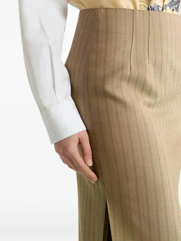 Etro Wool Jacquard Midi Skirt With Striped Pattern