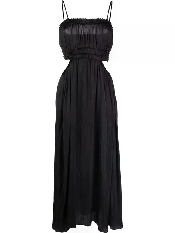 Maje Pleated Midi Dress With Cut-out Detail