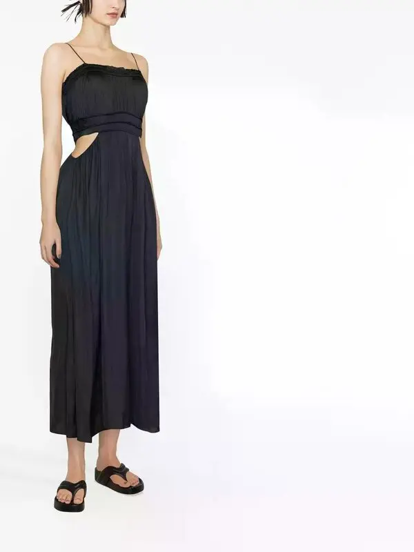 Maje Pleated Midi Dress With Cut-out Detail