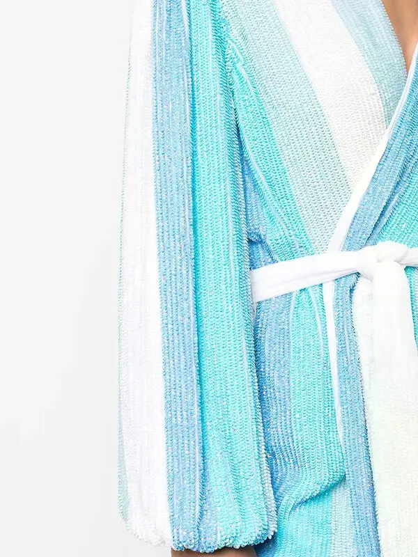 Retrofete Gabrielle Striped Sequin Wrap Dress