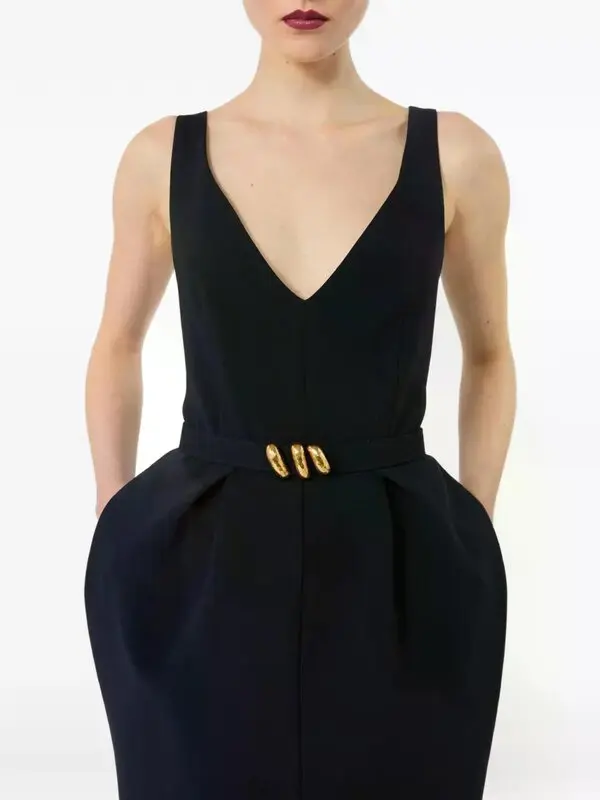 Max Mara Belted V-neck Dress