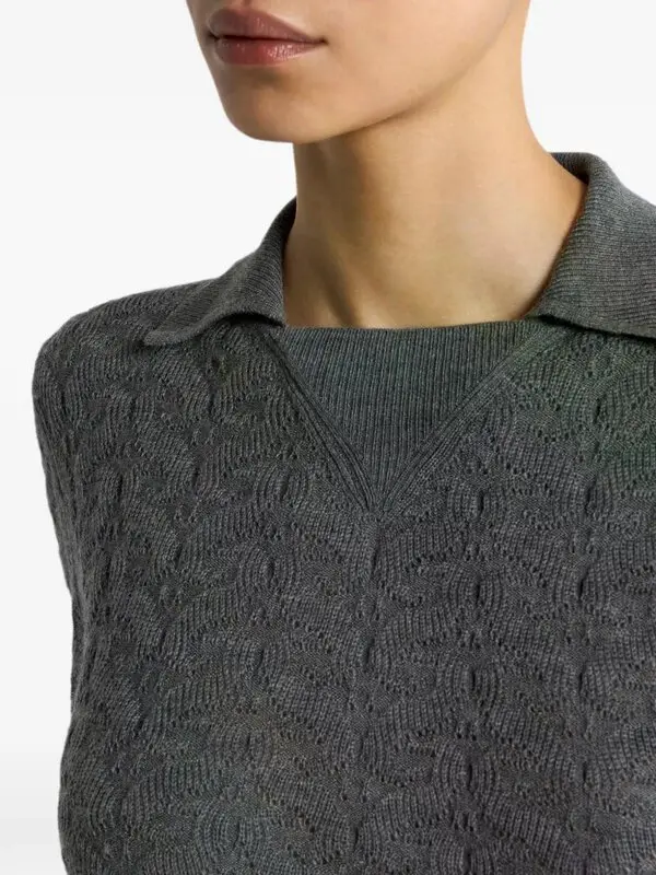 Etro Cable-knit Wool Sweater With Paisley Detailing - Grey