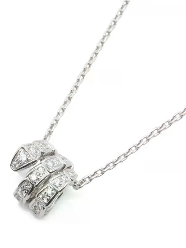 BVLGARI 18k White Gold Diamond Serpenti Viper Necklace - Silver