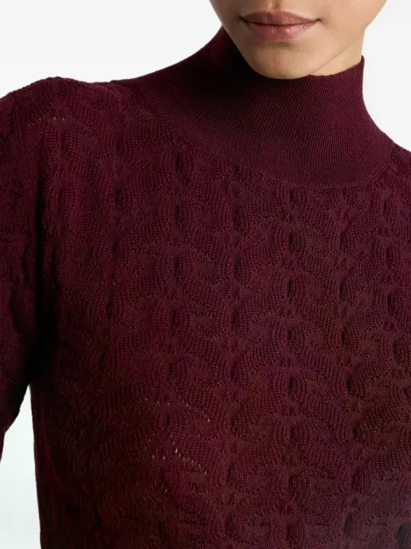 Etro Wool Mock-neck Sweater With Paisley Detailing - Red