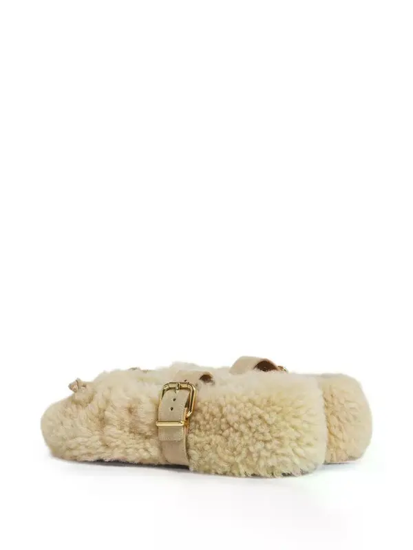 Marni Cream Shearling Ballerinas With Buckle