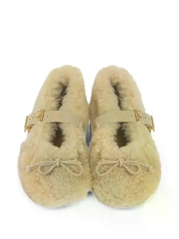 Marni Cream Shearling Ballerinas With Buckle