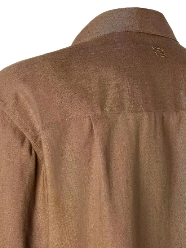 Fendi Logo-embroidered Linen Shirt