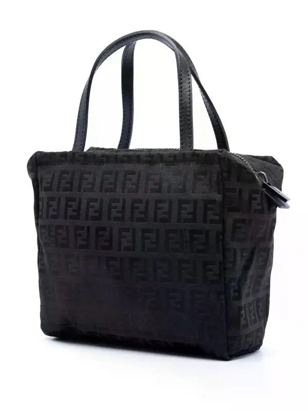 Fendi Mini Zucchino Canvas Handbag - Black