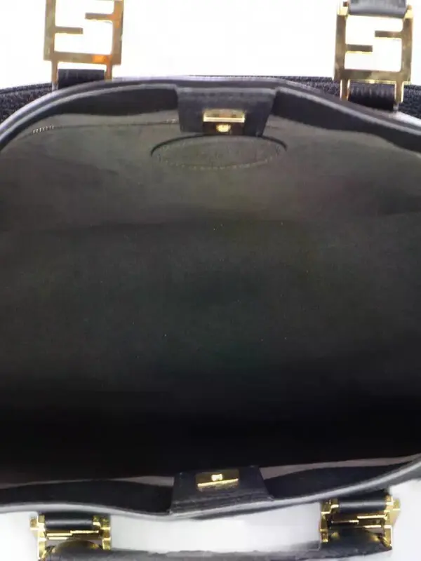 Fendi Selleria Ff Handle Tote Leather Medium Satchel - Black
