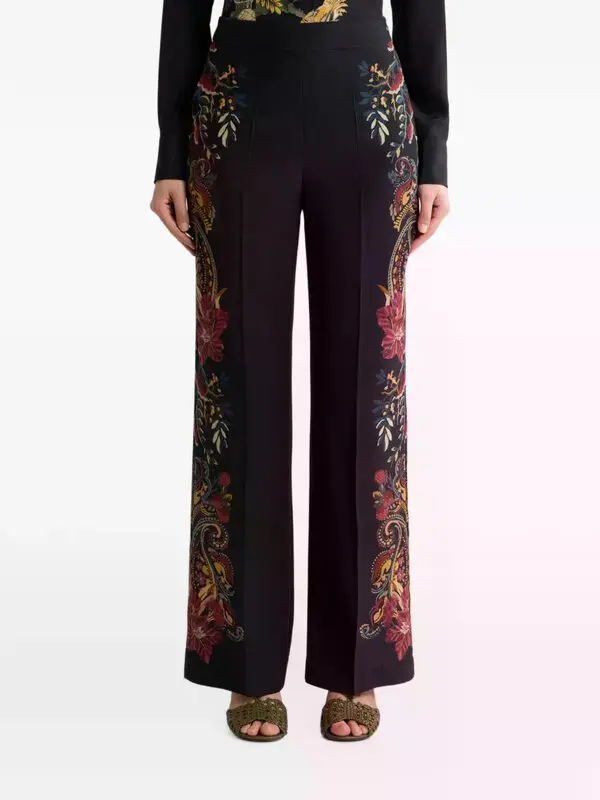Etro Silk Paisley Print Trousers