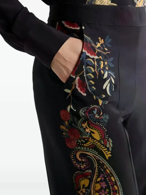 Etro Silk Paisley Print Trousers