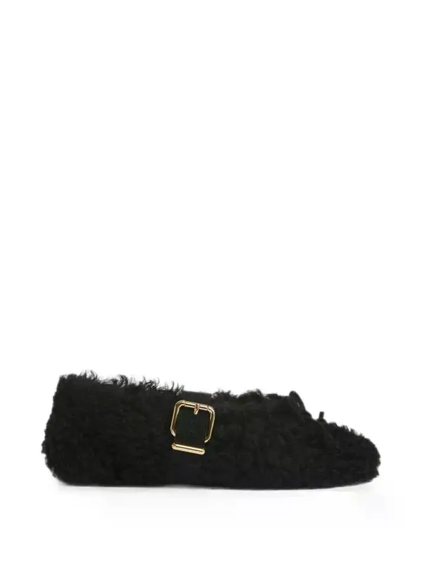 Marni Shearling Ballerinas With Buckle Detail