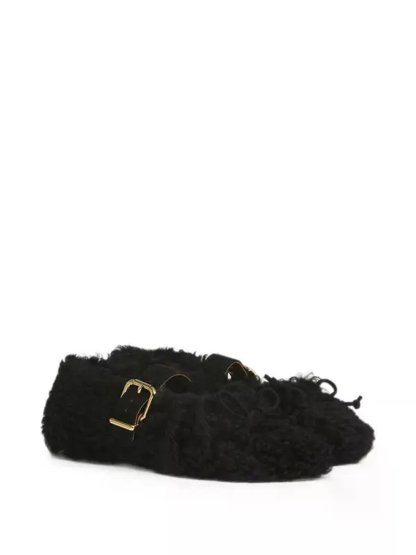 Marni Shearling Ballerinas With Buckle Detail