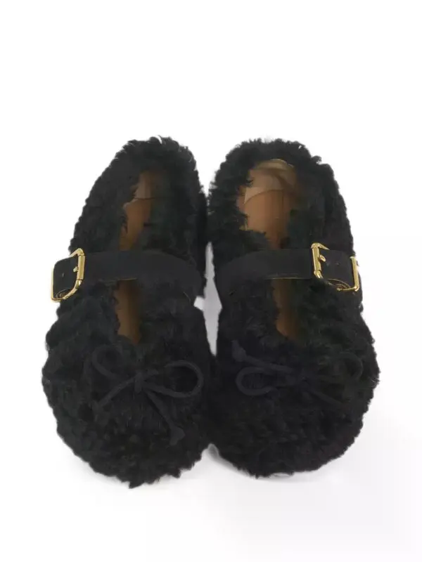 Marni Shearling Ballerinas With Buckle Detail