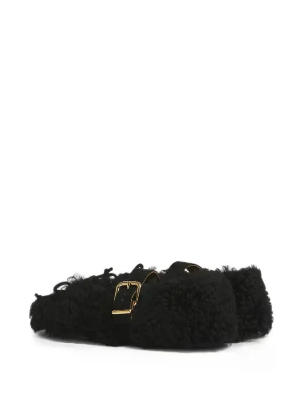 Marni Shearling Ballerinas With Buckle Detail