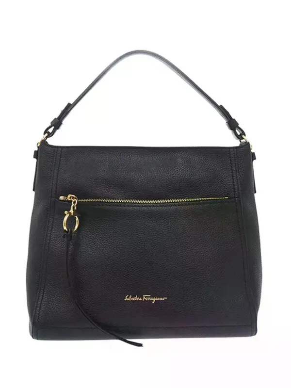 FERRAGAMO Pebbled Leather Ally Hobo Satchel