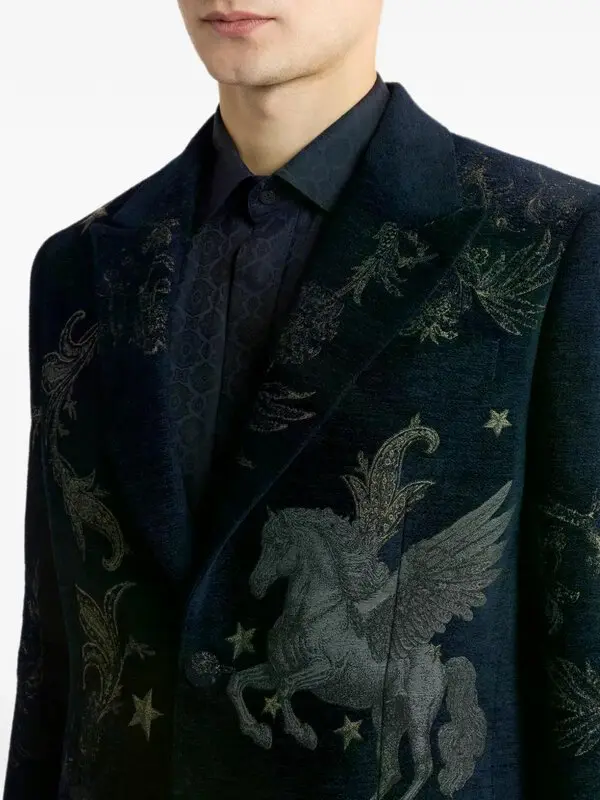 Etro Chenille Jacquard Single-breasted Jacket With Pegaso Motif