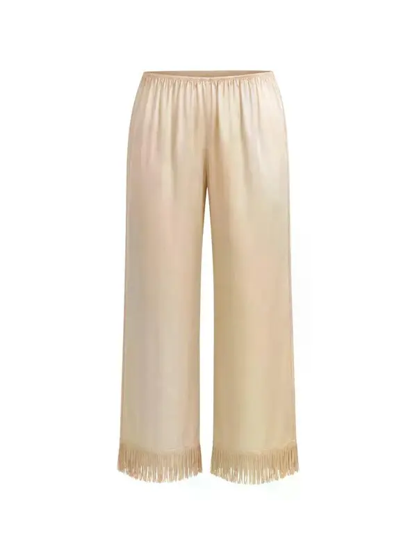 DÔEN Lavon Fringe-trim Straight Trousers - Neutrals