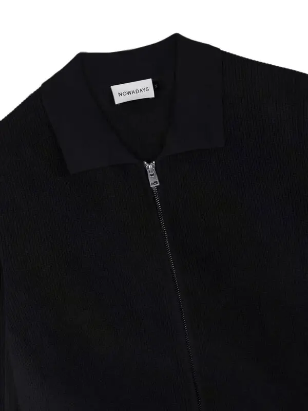 NOWADAYS Ribbed Knit Zip-up Cardigan